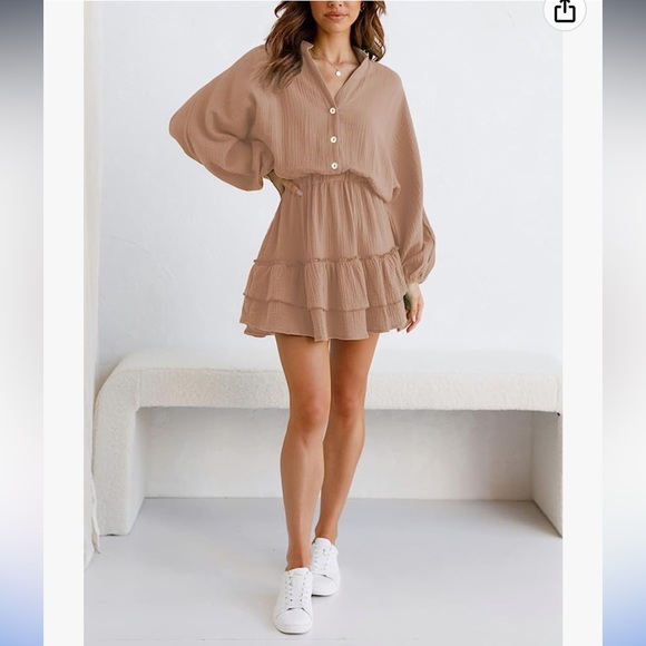 Dresses | Nwt Gauze Dress With Tiered Skirt Sleeve Size M | Poshmark
